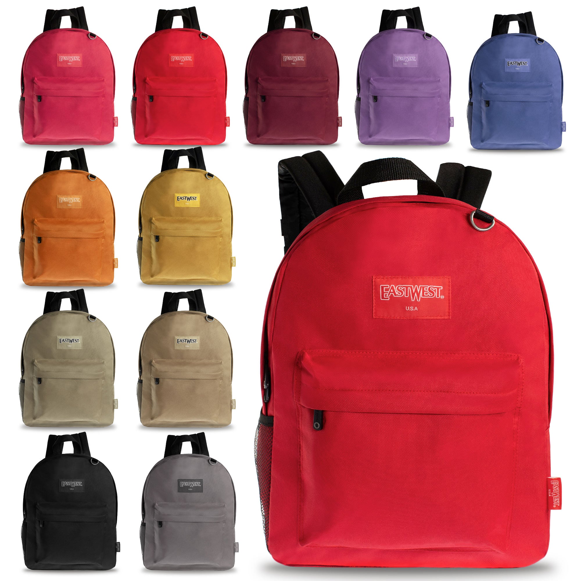 17" Back to School Wholesale Backpack in Assorted Solid Colors