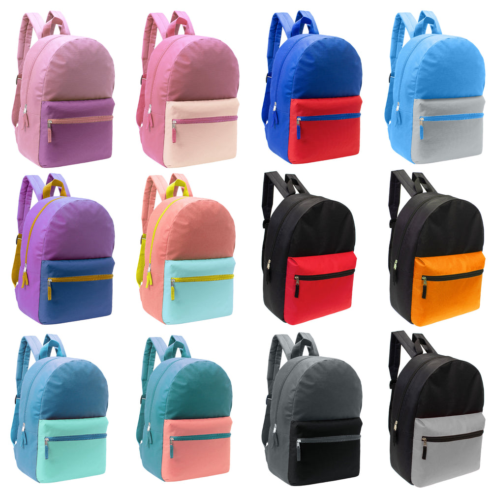 17" 2 Tone Bulk Wholesale Backpacks | Back to School | Cheap Price